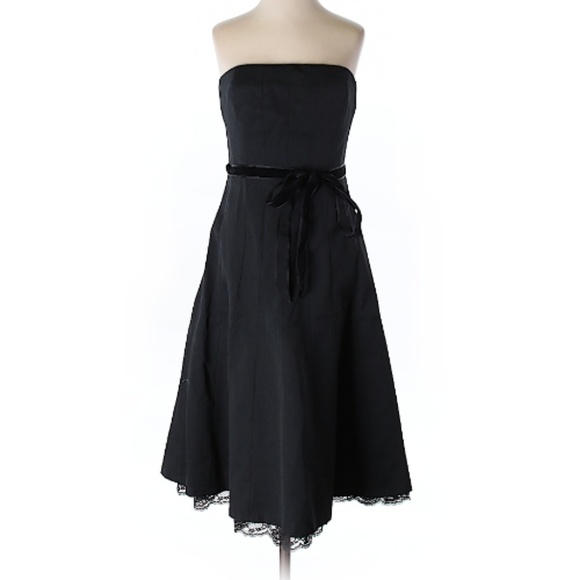 Express | Dresses | Express Cocktail Black Strapless Dress Lace Trim ...
